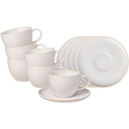 Tasse "Kaffeetassen mit Untertassen Crafted 170 ml 12er Set", wei&szlig; (cotton), B:14,9cm H:8,4cm &Oslash;:14,9cm, Porzellan, LIKE. BY VILLEROY & BOCH, Trinkgef&auml;&szlig;e, Tasse, Sp&uuml;lmaschinengeeignet, Mikrowellengeeignet