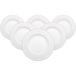 Villeroy & Boch Speiseteller VILLEROY & BOCH "Speiseteller Gray Pearl &oslash; 27,5 cm 6er Set wei&szlig;", wei&szlig;, B:27,5cm H:2cm L:27,5cm T:27,5cm &Oslash;:27,5cm, Speiseteller, Speiseteller, Sp&uuml;lmaschinengeeignet, Mikrowellengeeignet