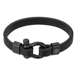 Armband PHILIPP BLANC "PBA37BB", schwarz, Armb&auml;nder, Herren, 21cm, Edelstahl Leder, Edelstahl, Leder, Armband