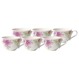 Villeroy & Boch Tasse VILLEROY & BOCH "Kaffee Obertasse Mariefleur Basic 250 ml 6er Set bunt", bunt, B:2cm H:9,5cm, Porzellan, Trinkgef&auml;&szlig;e, Tasse, Sp&uuml;lmaschinengeeignet, Mikrowellenfest