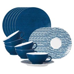 Geschirr-Set Seltmann Weiden "Teeservice Life Fashion 18er Set", blau (classic blau), 18, Porzellan, Geschirr-Sets, Geschirr-Set, Sp&uuml;lmaschinenfest, Mikrowellensicher, Ofenfest