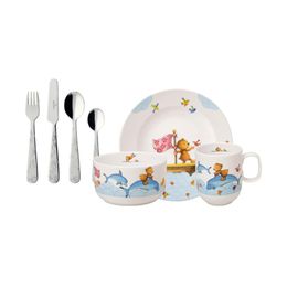Villeroy & Boch Kindergeschirr-Set VILLEROY & BOCH "Kindergeschirr Happy as a Bear 7er Set bunt", bunt, 7, Geschirr-Sets, Sp&uuml;lmaschinenfest