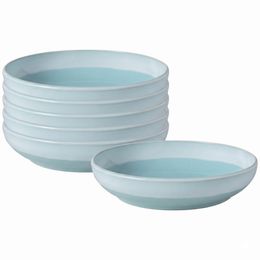Pastateller "Pastaschalen Perlemor Aqua &oslash; 22,2 cm 6er Set blau", blau, B:22,2cm H:5,1cm L:22,2cm T:22,2cm &Oslash;:22,2cm, LIKE. BY VILLEROY & BOCH, Speiseteller, Sp&uuml;lmaschinengeeignet, Mikrowellengeeignet