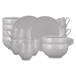 Geschirr-Set Seltmann Weiden "Fr&uuml;hst&uuml;cks-Set Amina 18er Set", grau (silbergrau), 18, Porzellan, Geschirr-Sets, Geschirr-Set, Sp&uuml;lmaschinenfest, Mikrowellensicher, Ofenfest