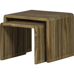 Beistelltisch Woood "Jasmijn aus recyceltem Teakholz als 2er-Set B 50 x T 45 x H 41 cm", braun, B:45cm H:50cm T:40cm, Tische, Beistelltisch, 2er-Set, pflegeleichte Oberfl&auml;che, ausschlie&szlig;lich Innenbereich
