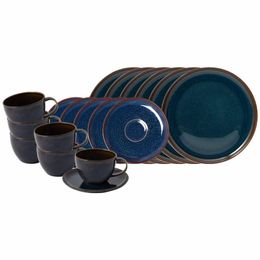 Geschirr-Set "Kaffeeservice Crafted 18er Set", blau (denim), 18, Porzellan, LIKE. BY VILLEROY & BOCH, Geschirr-Sets, Geschirr-Set, Sp&uuml;lmaschinengeeignet, Mikrowellengeeignet