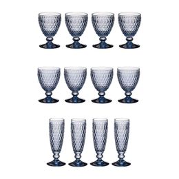 Villeroy & Boch Gl&auml;ser-Set VILLEROY & BOCH "Wasser-, Wein- und Sektgl&auml;ser Boston Coloured 12er Set", blau, B:2cm H:2cm, Glas, Trinkgef&auml;&szlig;e, Sp&uuml;lmaschinenfest