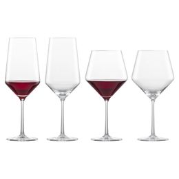 Gl&auml;ser-Set ZWIESEL GLAS "Bordeaux und Burgunder Gl&auml;ser Pure 4er Set transparent", bunt (transparent), B:2cm H:2cm, Glas, Trinkgef&auml;&szlig;e, Sp&uuml;lmaschinengeeignet