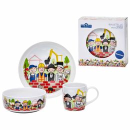 Kindergeschirr-Set Van Well "Kindergeschirr Set Baustelle 3er Set bunt", bunt, 3, Porzellan, Geschirr-Sets, Sp&uuml;lmaschinengeeignet, Mikrowellenfest