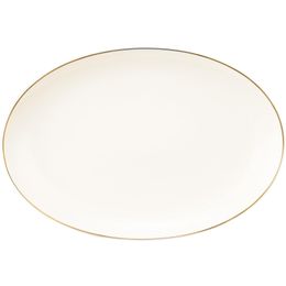 Servierplatte Seltmann Weiden "Servierplatte Savona Goldlinie 35,1 x 24,2 cm creme", beige (creme), B:24,2cm H:3,1cm L:35,1cm T:35,1cm, Porzellan, Servierplatten, Servierplatte, Sp&uuml;lmaschinenfest, Mikrowellensicher, Ofenfest
