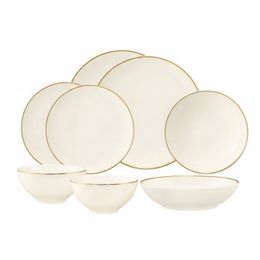 Geschirr-Set Seltmann Weiden "Einsteiger-Set Savona Goldlinie 8er Set creme", beige (creme), 8, Porzellan, Geschirr-Sets, Geschirr-Set, Sp&uuml;lmaschinenfest, Mikrowellensicher, Ofenfest