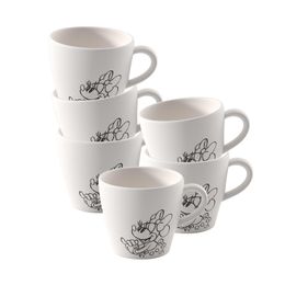 Villeroy & Boch Tasse VILLEROY & BOCH "Kaffeetassen Manufacture Rock blanc - Mickey Mouse 160 ml 6er Set wei&szlig;", wei&szlig;, B:8,3cm H:7,4cm, Porzellan, Trinkgef&auml;&szlig;e, Tasse, Sp&uuml;lmaschinenfest, Mikrowellensicher