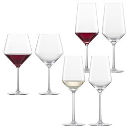 Gl&auml;ser-Set ZWIESEL GLAS "Rot- und Wei&szlig;weingl&auml;ser Pure 6er Set transparent", bunt (transparent), B:2cm H:2cm, Glas, Trinkgef&auml;&szlig;e, Sp&uuml;lmaschinengeeignet