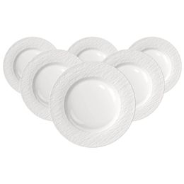 Villeroy & Boch Speiseteller VILLEROY & BOCH "Speiseteller Manufacture Ice &oslash; 27,1 cm 6er Set wei&szlig;", wei&szlig;, B:27,1cm H:2,1cm L:27,1cm T:27,1cm &Oslash;:27,1cm, Speiseteller, Speiseteller, Sp&uuml;lmaschinenfest, Mikrowellensicher