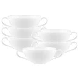 Villeroy & Boch Tasse VILLEROY & BOCH "Suppentassen Anmut 250 ml 6er Set wei&szlig;", wei&szlig;, B:13cm H:5,8cm, Porzellan, Trinkgef&auml;&szlig;e, Tasse, Sp&uuml;lmaschinenfest, Mikrowellensicher