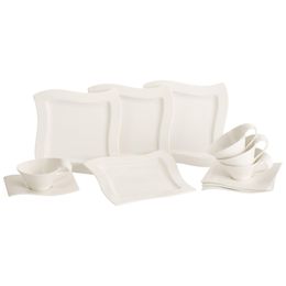 Villeroy & Boch Geschirr-Set VILLEROY & BOCH "Teeservice NewWave 12er Set wei&szlig;", wei&szlig;, 12, Porzellan, Geschirr-Sets, Geschirr-Set, Sp&uuml;lmaschinengeeignet, Mikrowellengeeignet