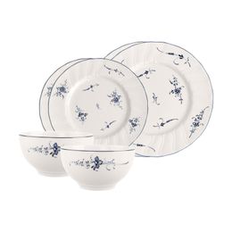 Villeroy & Boch Geschirr-Set VILLEROY & BOCH "Basic-Set Vieux Luxembourg 6er Set wei&szlig;-blau", bunt (wei&szlig;, blau), 6, Porzellan, Geschirr-Sets, Geschirr-Set, Sp&uuml;lmaschinengeeignet, Mikrowellengeeignet