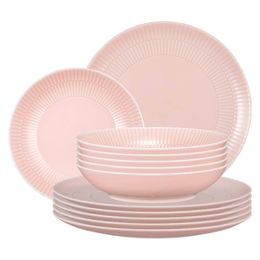 Geschirr-Set Seltmann Weiden "Tafelservice Amina 12er Set", rosa (ros&eacute;), 12, Porzellan, Geschirr-Sets, Geschirr-Set, Sp&uuml;lmaschinenfest, Mikrowellensicher, Ofenfest