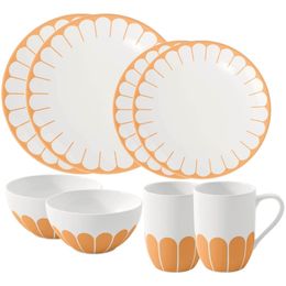 Villeroy & Boch Geschirr-Set VILLEROY & BOCH "Starter-Set Fleur Couleur 8er Set", gelb (soleil), 8, Porzellan, Geschirr-Sets, Geschirr-Set, Sp&uuml;lmaschinenfest, Mikrowellensicher
