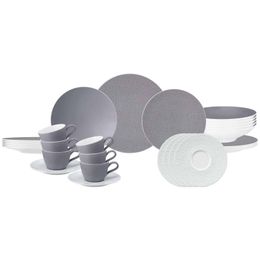 Geschirr-Set Seltmann Weiden "Kombiservice Life Fashion 30er Set", grau (elegant grau), 30, Porzellan, Geschirr-Sets, Geschirr-Set, Sp&uuml;lmaschinenfest, Mikrowellensicher, Ofenfest