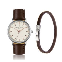 Quarzuhr PHILIPP BLANC "SPA1-2", braun, Armbanduhren, Herren, Quarzuhr