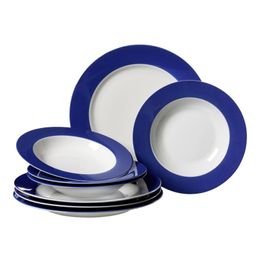 Ritzenhoff & Breker Geschirr-Set RITZENHOFF & BREKER "Tafelservice Doppio 8er Set", blau (indigo blau), 8, Porzellan, Geschirr-Sets, Geschirr-Set, Sp&uuml;lmaschinengeeignet, Sp&uuml;lmaschinenfest
