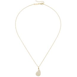 Kette mit Anh&auml;nger "Anh&auml;nger Tropfen, mit Zirkonia, Silber 925", gold, Giorgio Martello MILANO, Halsketten, Damen, 45cm, Silber 925 (Sterlingsilber)