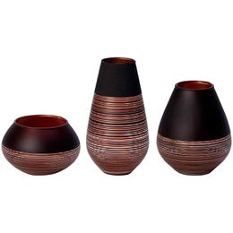 Villeroy & Boch Dekovase VILLEROY & BOCH "Deko-Set Manufacture Swirl 3er Set schwarz", schwarz, B:2cm H:2cm T:2cm, Vasen