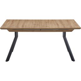 Esstisch MASSIVLINE & MORE, braun, schwarz, braun, B:130cm H:76cm T:90cm, Tische, Esstisch