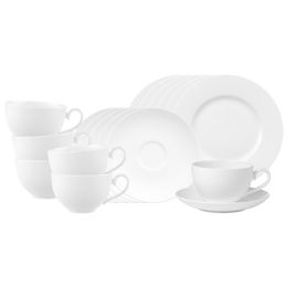 Villeroy & Boch Geschirr-Set VILLEROY & BOCH "Cappucchino-Set Royal 18er Set wei&szlig;", wei&szlig;, 18, Porzellan, Geschirr-Sets, Geschirr-Set, Sp&uuml;lmaschinengeeignet, Mikrowellenfest