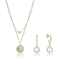 Schmuckset ISABELLA FORD "IS001G", gold, Schmuck_Sets, Damen, First: 43cm. Second: 48cm. Pendant diameter: 25x1,5mm. / 22mm., Edelstahl, Schmuckset, First: 43 cm. Second: 48 cm. Pendant diameter: 25x1,5 mm. / 22 mm.
