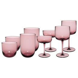 Gl&auml;ser-Set "Komplett-Gl&auml;ser-Set Like Glass 8er Set", pink (grape), B:2cm H:2cm, Glas, LIKE. BY VILLEROY & BOCH, Trinkgef&auml;&szlig;e, Handw&auml;sche wird empfohlen