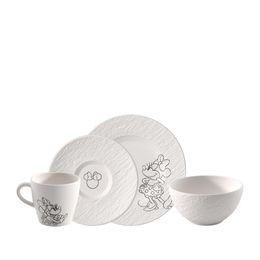 Villeroy & Boch Geschirr-Set VILLEROY & BOCH "Fr&uuml;hst&uuml;cks-Set Manufacture Rock blanc - Mickey Mouse 4er Set wei&szlig;", wei&szlig;, 4, Porzellan, Geschirr-Sets, Geschirr-Set, Sp&uuml;lmaschinenfest, Mikrowellensicher