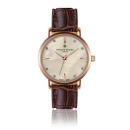 Quarzuhr PHILIPP BLANC "PB6-S088R", braun croco, Armbanduhren, Damen, Quarzuhr