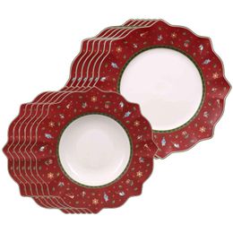 Villeroy & Boch Geschirr-Set VILLEROY & BOCH "Tafelservice Toy's Delight 12er Set rot", rot, 12, Porzellan, Geschirr-Sets, Geschirr-Set, Mikrowellengeeignet