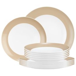 Geschirr-Set Seltmann Weiden "Tafelservice Liberty Pure Colors 12er Set", beige (dusty beige), 12, Porzellan, Geschirr-Sets, Geschirr-Set, Sp&uuml;lmaschinenfest, Mikrowellensicher, Ofenfest