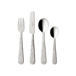 Villeroy & Boch Kinderbesteck VILLEROY & BOCH "Kinderbesteck Happy as a Bear silber", silber, 4, Essbesteck-Sets, Sp&uuml;lmaschinenfest