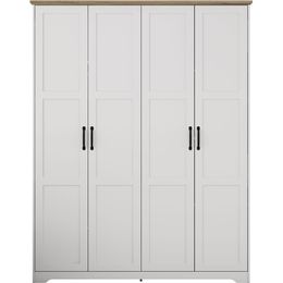Kleiderschrank OTTO HOME "Emmilia Schrank Schlafzimmerschrank im Landhaus Design", wei&szlig;, B:158cm H:200cm T:56cm, FSC-zertifizierter Holzwerkstoff, Schr&auml;nke, Kleiderschrank, Landhaus Schrank mit 4 T&uuml;ren Breite 151,1cm H&ouml;he 2m