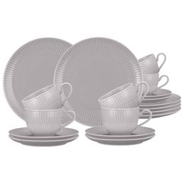 Geschirr-Set Seltmann Weiden "Kaffeeservice Amina 18er Set", grau (silbergrau), 18, Porzellan, Geschirr-Sets, Geschirr-Set, Sp&uuml;lmaschinenfest, Mikrowellensicher, Ofenfest