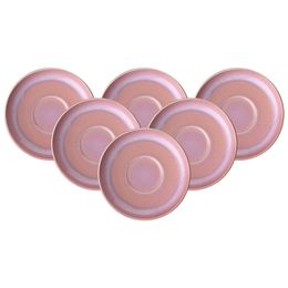 Untertasse "Kaffeeuntertassen Perlemor Coral &oslash; 16,1 cm 6er Set rosa", rosa, B:16,1cm H:2,8cm L:16,1cm T:16,1cm &Oslash;:16,1cm, LIKE. BY VILLEROY & BOCH, Speiseteller, Sp&uuml;lmaschinengeeignet, Mikrowellengeeignet