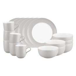 Geschirr-Set Seltmann Weiden "Fr&uuml;hst&uuml;cks-Set Liberty Pure Colors 18er Set", grau (new grau), 18, Porzellan, Geschirr-Sets, Geschirr-Set, Sp&uuml;lmaschinenfest, Mikrowellensicher, Ofenfest