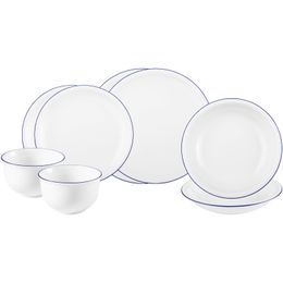 Geschirr-Set Seltmann Weiden "Einsteiger-Set Compact Blaurand 8er Set wei&szlig;-blau", bunt (wei&szlig;, blau), 8, Porzellan, Geschirr-Sets, Geschirr-Set, Sp&uuml;lmaschinengeeignet, Mikrowellengeeignet, Ofenfest, Salamandergeeignet, K&uuml;hlschrankgeeignet, Gefrierschrankgeeignet