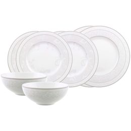 Villeroy & Boch Geschirr-Set VILLEROY & BOCH "Einsteiger-Set Gray Pearl 8er Set wei&szlig;", wei&szlig;, 8, Porzellan, Geschirr-Sets, Geschirr-Set, Sp&uuml;lmaschinengeeignet, Mikrowellengeeignet