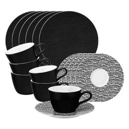 Geschirr-Set Seltmann Weiden "Kaffeeservice Life Fashion 18er Set", glamorous schwarz, 18, Porzellan, Geschirr-Sets, Geschirr-Set, Sp&uuml;lmaschinengeeignet, Mikrowellenfest, Ofenfest