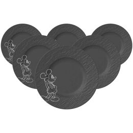 Villeroy & Boch Fr&uuml;hst&uuml;cksteller VILLEROY & BOCH "Fr&uuml;hst&uuml;cks-/Dessertteller Manufacture Rock Mickey Mouse &oslash; 21,7 cm 6er Set schwarz", schwarz, B:21,7cm H:2,1cm L:21,7cm T:21,7cm &Oslash;:21,7cm, Speiseteller, Sp&uuml;lmaschinenfest, Mikrowellensicher