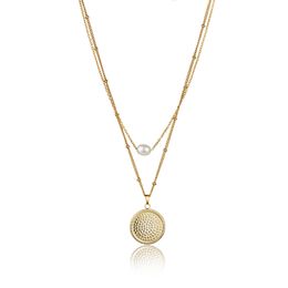 Collier ISABELLA FORD "FN006G", gold, Halsketten, Damen, First: 43cm. Second: 48cm. Pendant diameter: 25x1,5mm., Edelstahl, L: 1,5 43 48, Collier