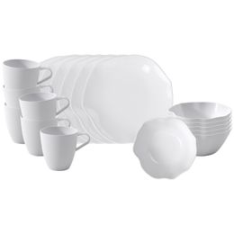 Villeroy & Boch Geschirr-Set VILLEROY & BOCH "Fr&uuml;hst&uuml;cks-Set Pura 18er Set wei&szlig;", wei&szlig;, 18, Porzellan, Geschirr-Sets, Geschirr-Set, Sp&uuml;lmaschinenfest, Mikrowellensicher