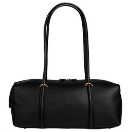 Henkeltasche CLUTY "FLIORI", Damen, Gr. B/H/T: 40cm x 14cm x 16cm onesize, schwarz, Leder, leicht gl&auml;nzend, unifarben, Taschen, echt Leder, Made in Italy