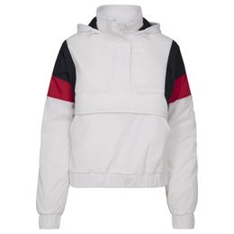 Allwetterjacke Urban Classics "Urban Classics Damen Ladies 3-Tone Padded Pull Over Jacket", Damen, Gr. XS, wei&szlig;, navy, firerot, 100% Polyamid, mehrfarbig, normal, ohne Ausschnitt, Jacken