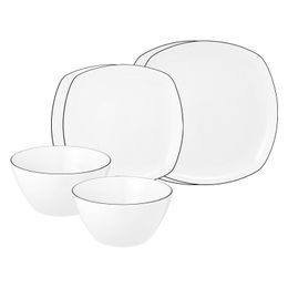 Geschirr-Set Seltmann Weiden "Basic-Set Lido Black Line 6er Set wei&szlig;", wei&szlig;, 6, Porzellan, Geschirr-Sets, Geschirr-Set, Sp&uuml;lmaschinengeeignet, Mikrowellenfest, Ofenfest
